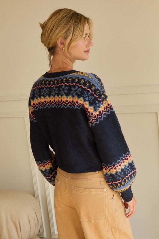 Cassidy Intarsia Cardi 6296 | Carole Cohen Collection