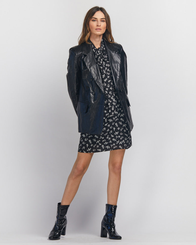 Beware Black Leather Blazer | Carole Cohen Collection